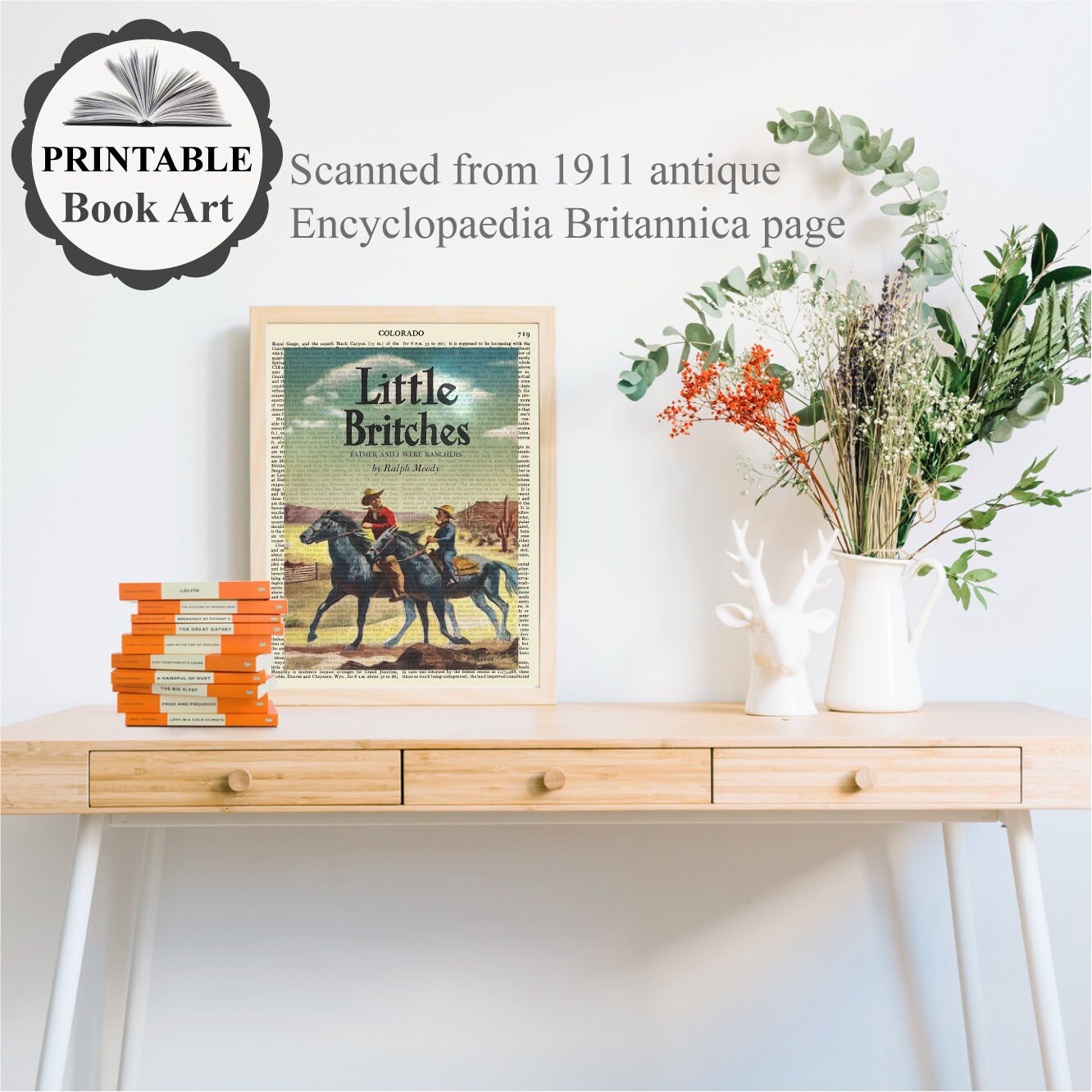 Printable 'little Britches' Book Cover Poster Print on Old Page, Horse ...