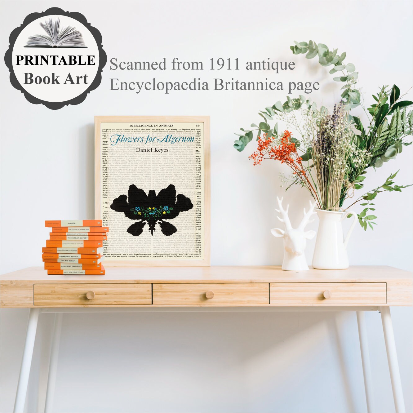 Printable 'flowers for Algernon' Book Cover Poster, Gift for Teacher ...
