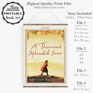 Printable Book Cover Poster of 'A Thousand Splendid Suns' by Kahled ...
