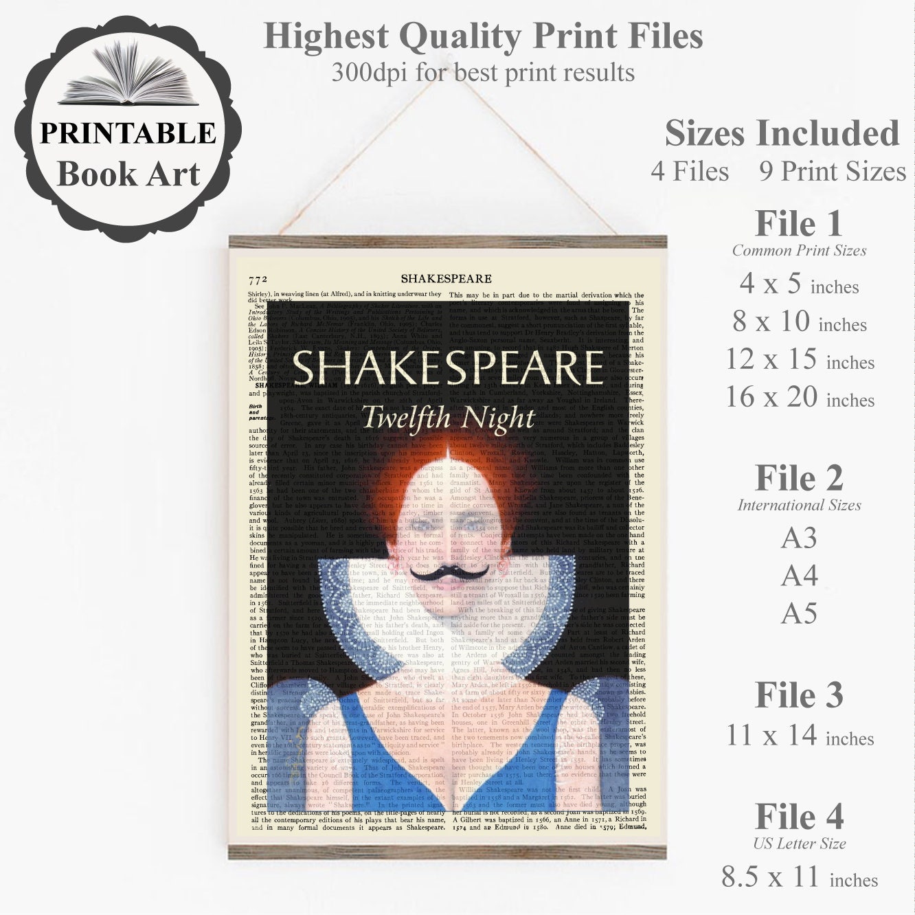 Printable 'twelfth Night' Book Print Shakespeare Play - Etsy