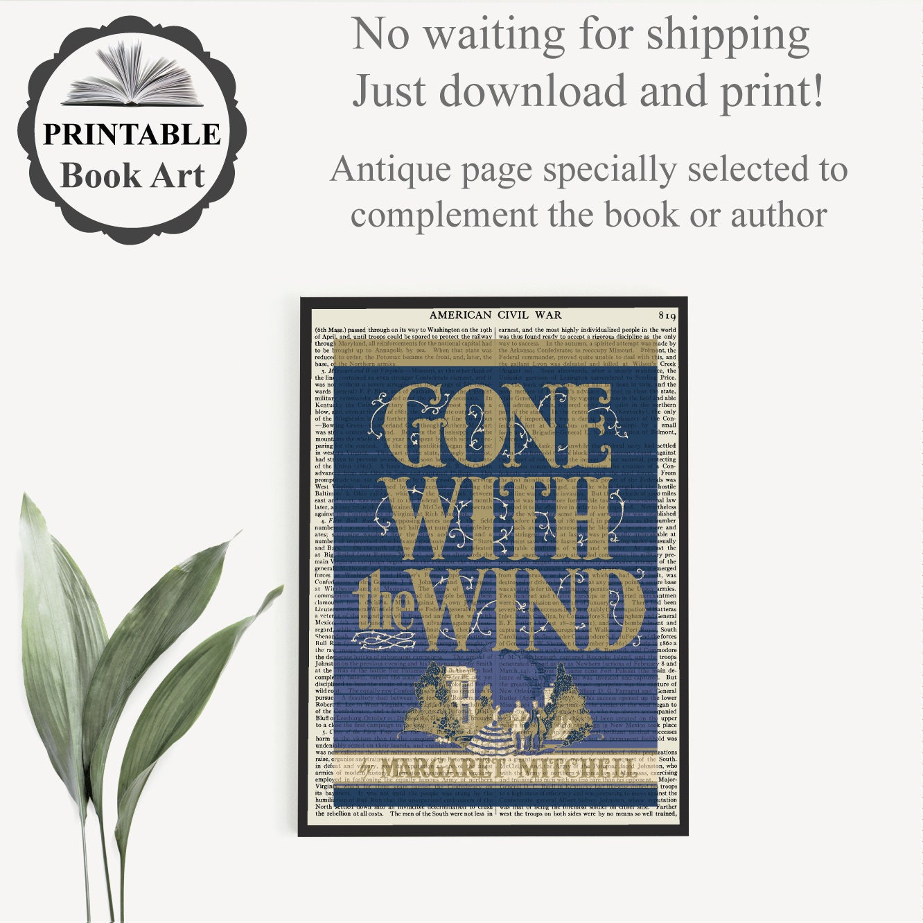 Printable Gone With the Wind Print American Literature Art | Etsy