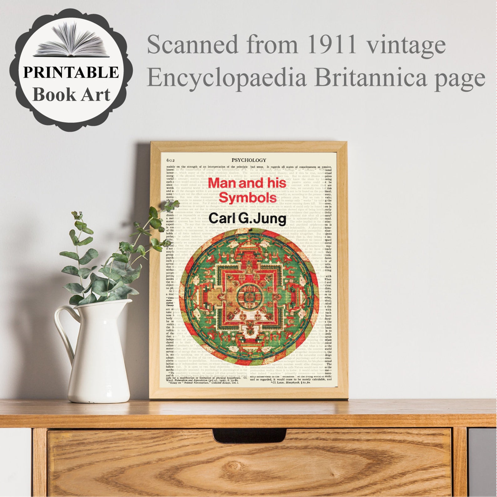 Printable Poster 'man and His Symbols' Book Cover Art on Vintage Page ...