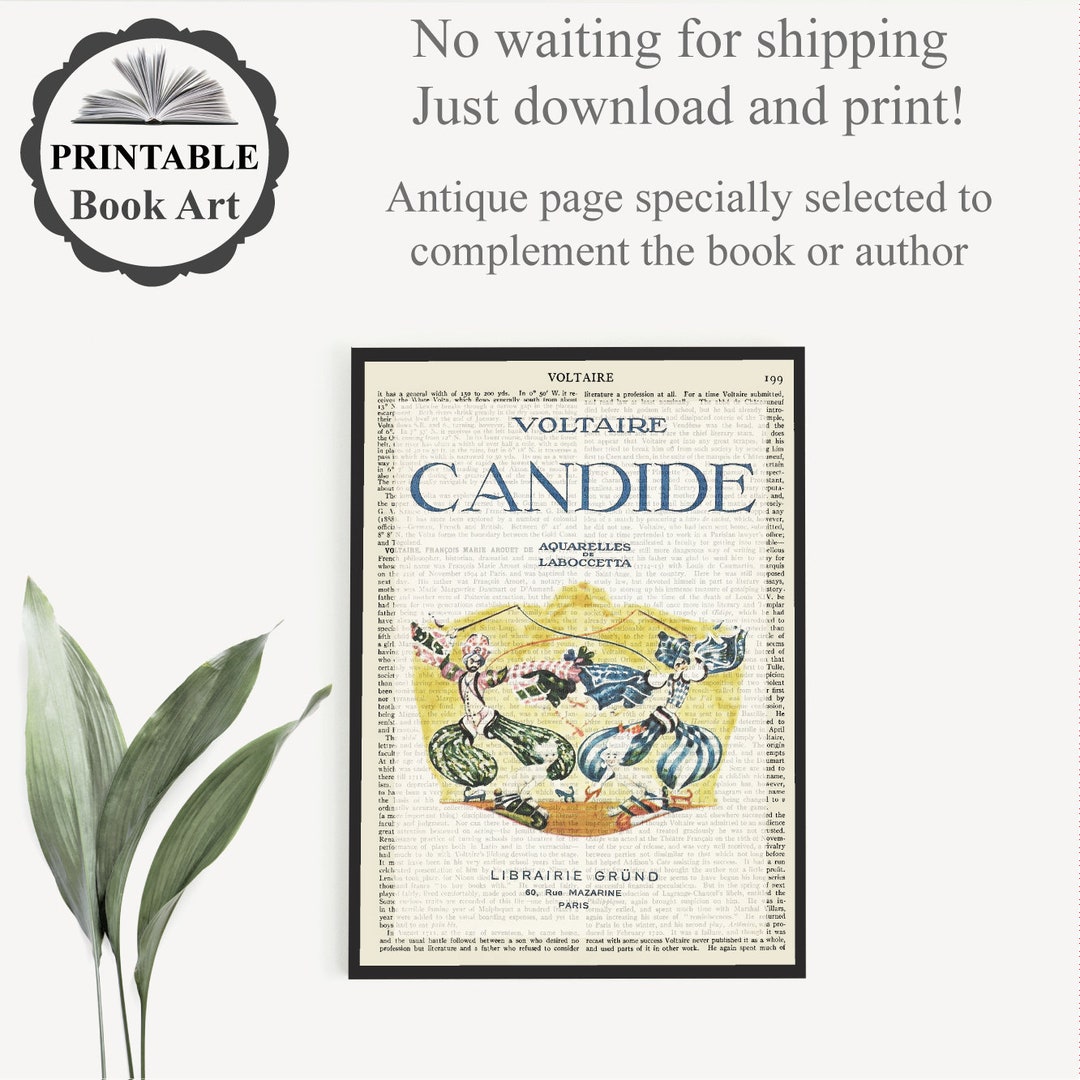Printable 'candide' Book Cover Poster by Voltaire on Old Page, French ...