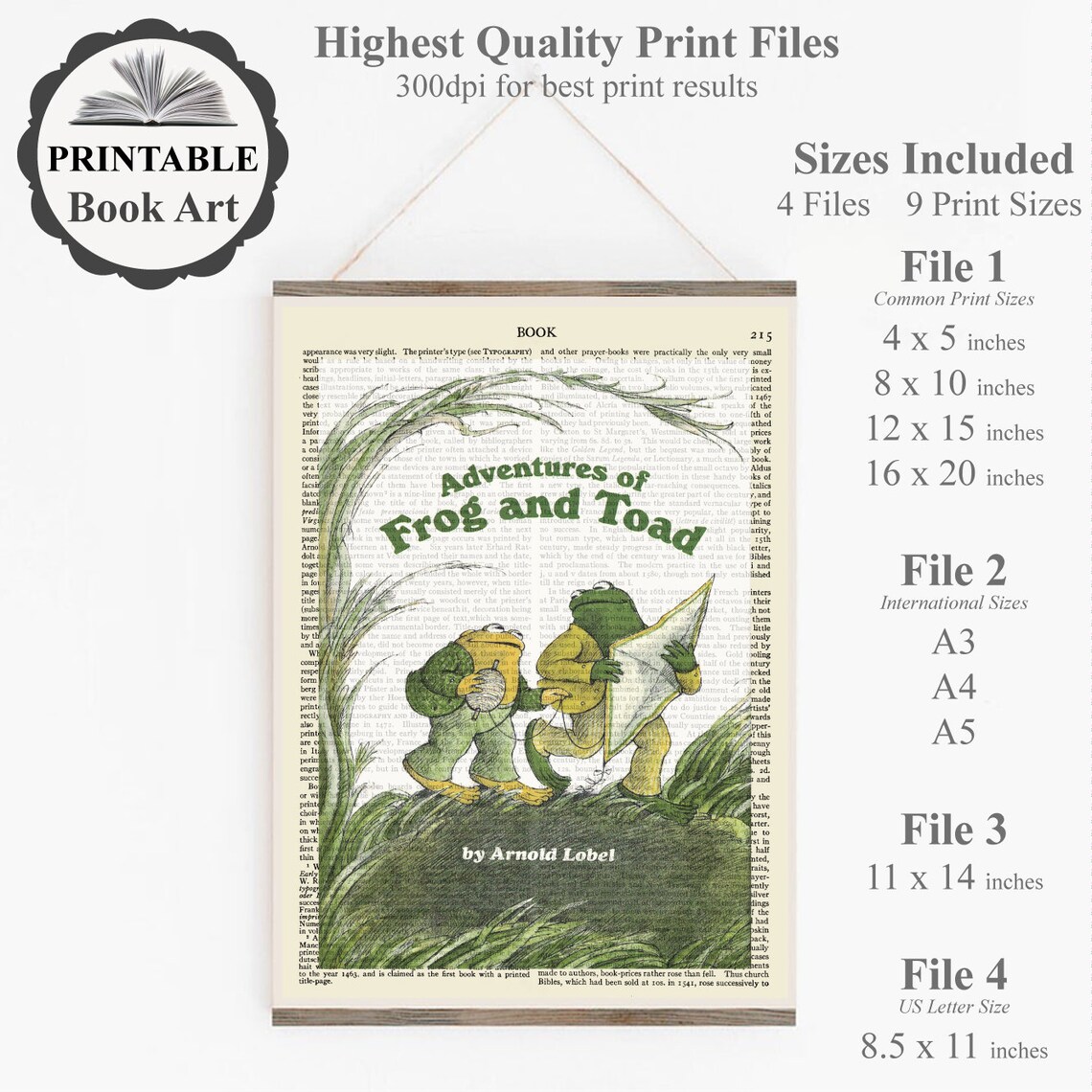 Printable 'frog and Toad' Book Poster Print on Old Encyclopaedia Page ...