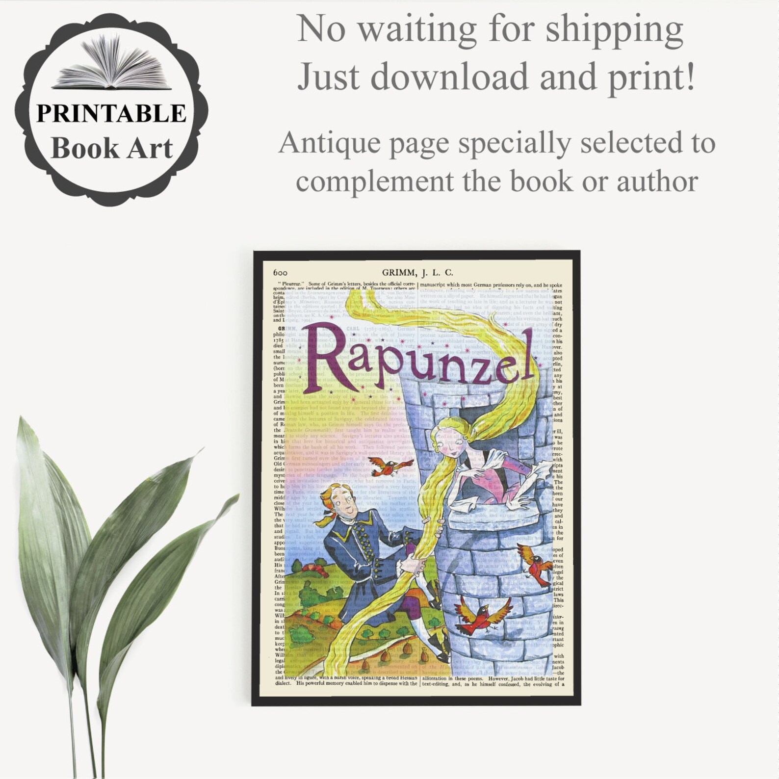 Printable 'rapunzel' Book Cover Art Print Kids Room - Etsy