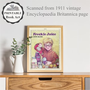 Printable 'freckle Juice' Book Cover Art Print, Kids Room Wall Art ...
