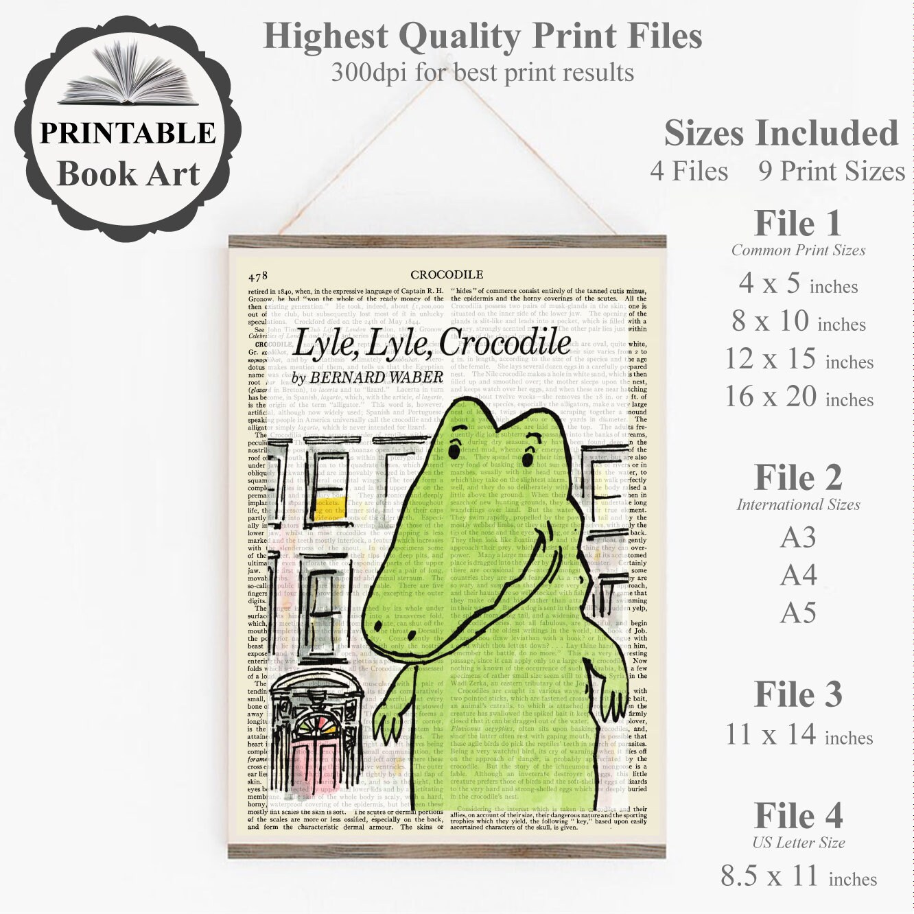 Printable 'lyle Lyle Crocodile' Book Cover Art on - Etsy