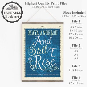 Printable 'and Still I Rise' Maya Angelou Book Cover Prints, Instant ...