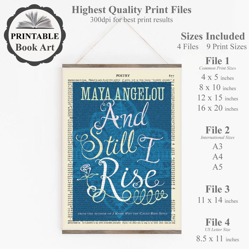 Printable 'and Still I Rise' Maya Angelou Book Cover - Etsy