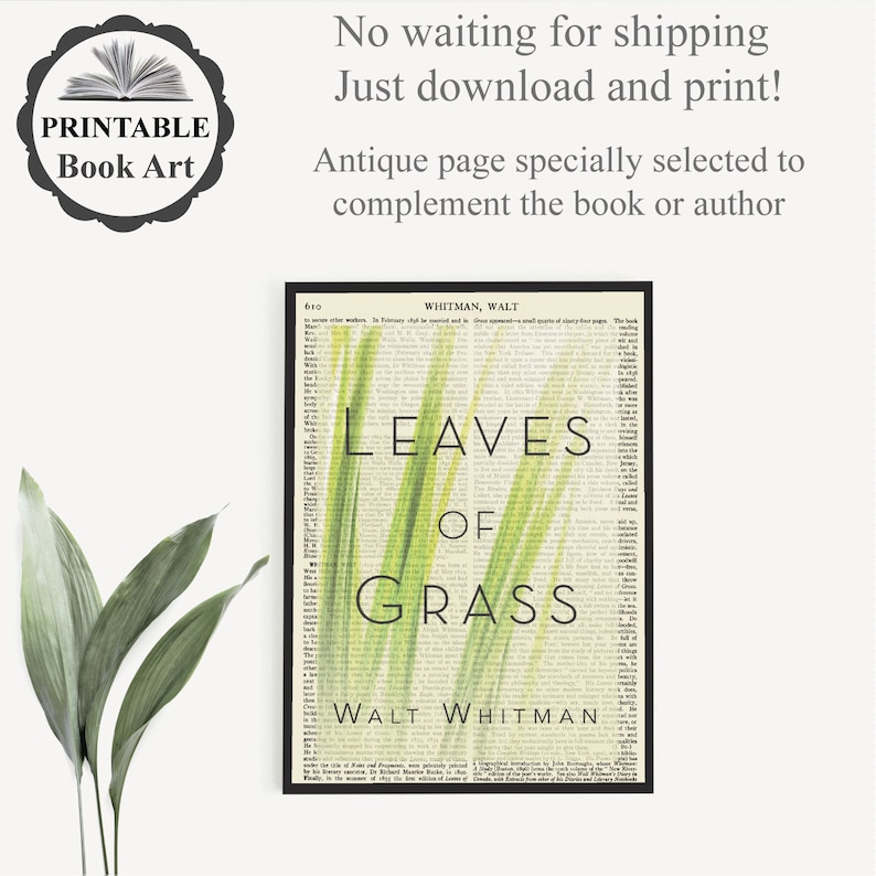 Printable 'leaves of Grass' Book Cover Art Print Walt - Etsy