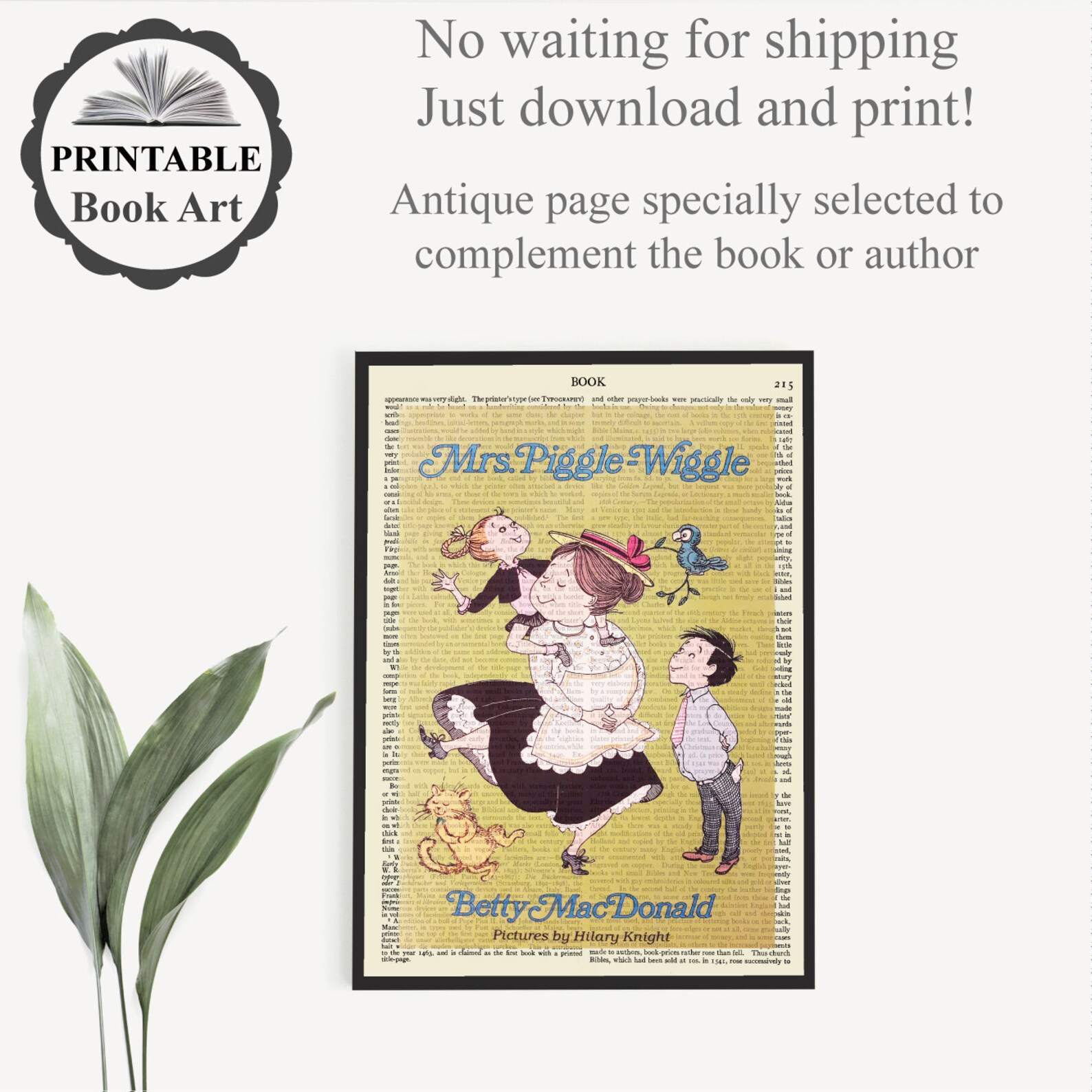Printable 'mrs Piggle Wiggle' Book Cover Poster, Kids Bedroom Prints or ...