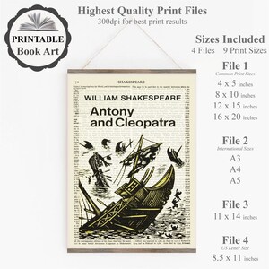 Printable Antony and Cleopatra Play Book Cover Art, Shakespeare Print ...