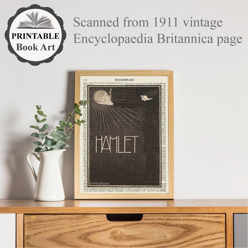 A Printable 'hamlet' Print, Shakespeare Book Cover Art Gift for Theatre ...