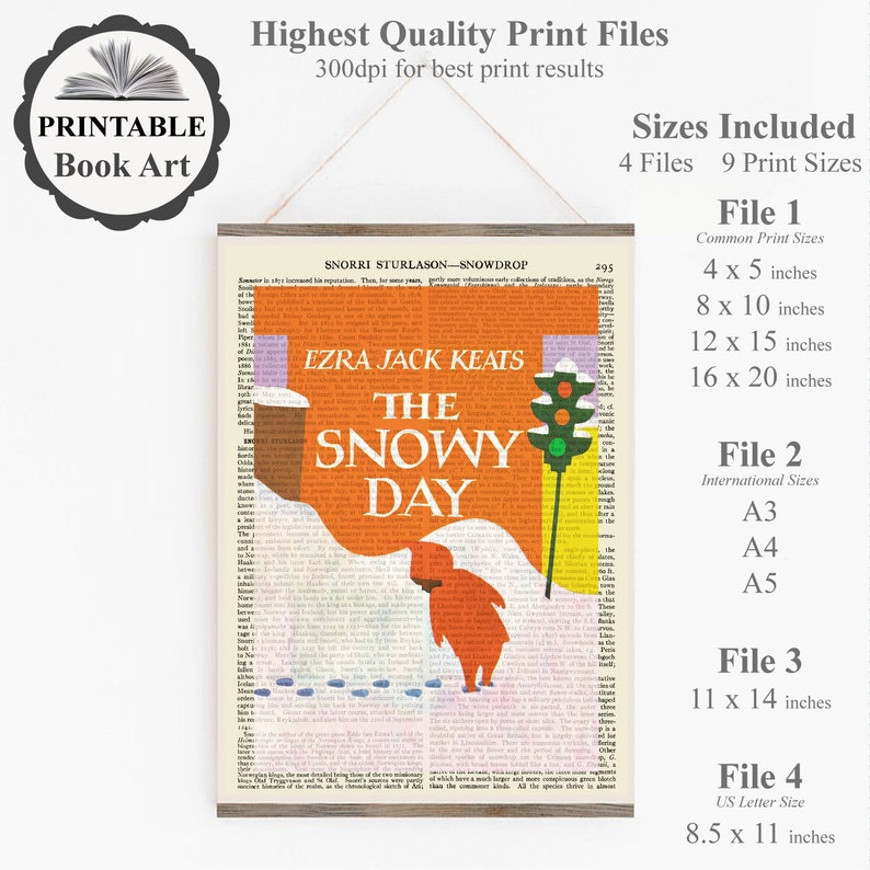 Printable 'the Snowy Day' Book Cover Art Print on Old | Etsy