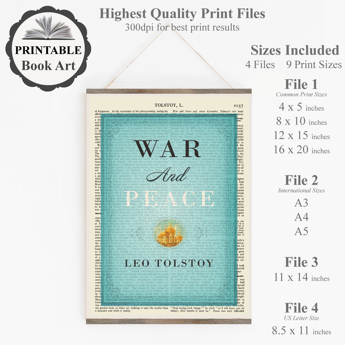 Printable War And Peace Book Cover Art Book Jacket Artwork | Etsy
