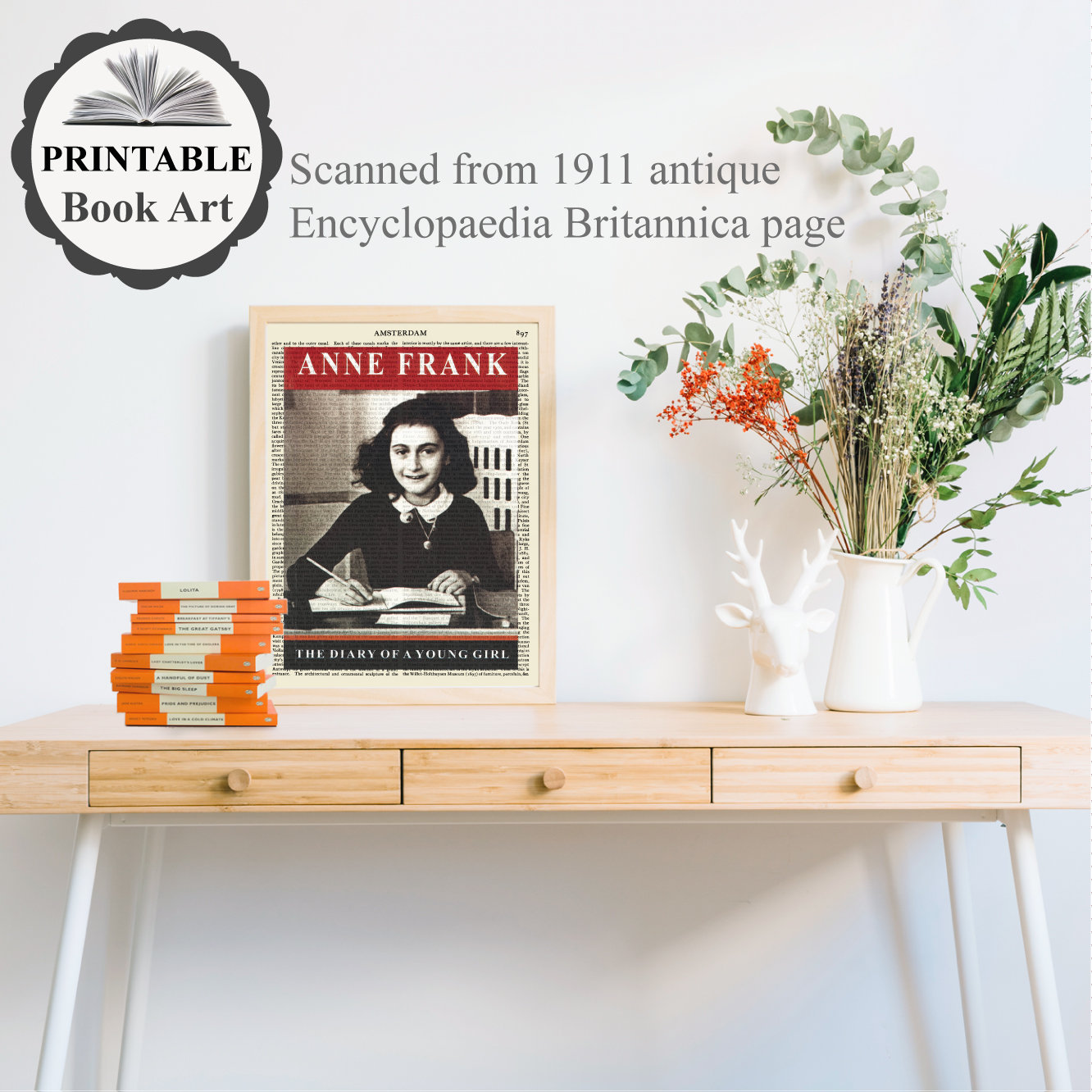 Printable Book Cover Page of the Diary of Anne Frank on Vintage ...