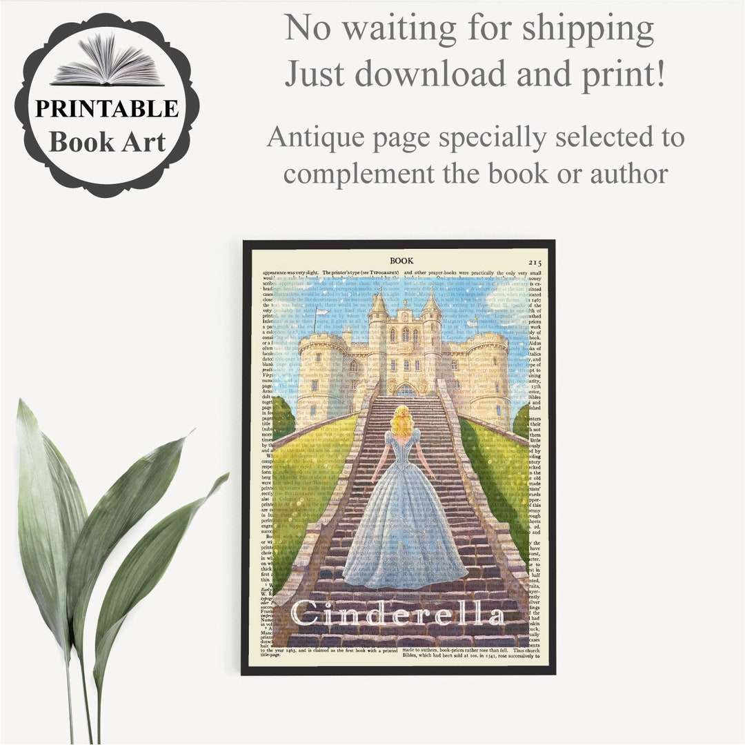 Printable 'cinderella' Book Cover Art Print, Kids Playoom Wall Art ...