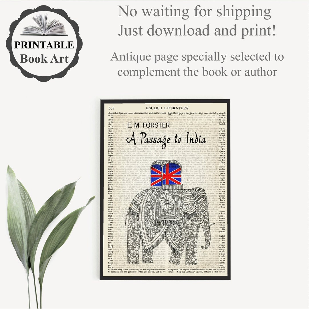 Printable 'A Passage to India' Book Cover Poster on Vintage ...
