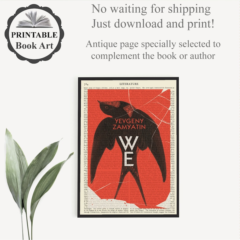 Printable 'we' Book Cover Art, Yevgeny Zamyatin Poster Print, Dystopian ...