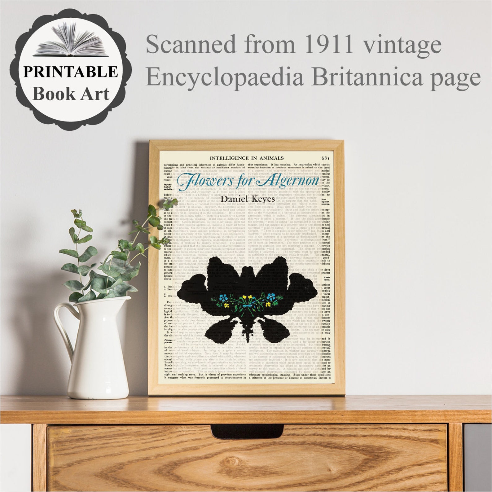 Printable 'flowers for Algernon' Book Cover Poster, Gift for Teacher ...