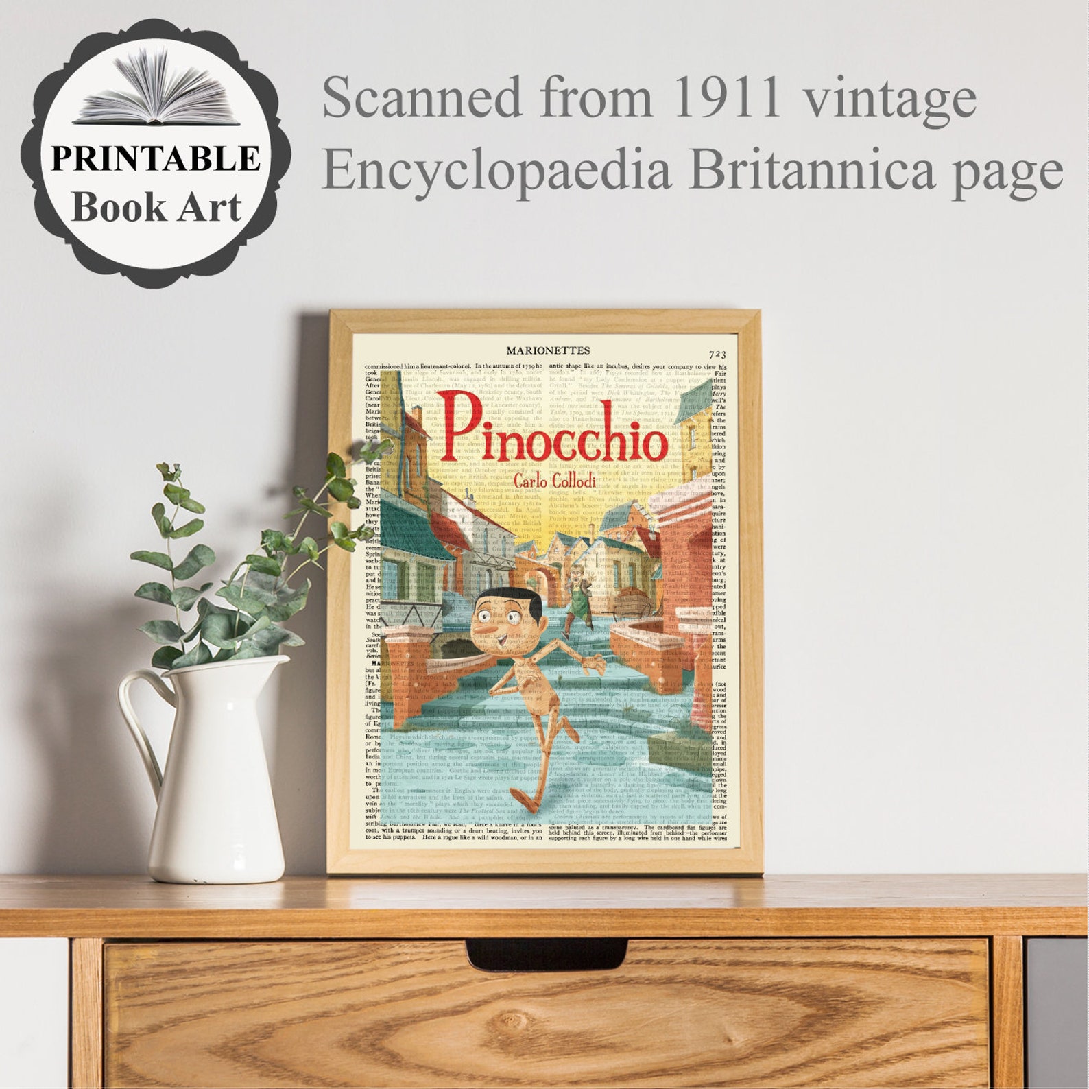 Printable 'pinocchio' Book Art Print Kids Room Wall - Etsy