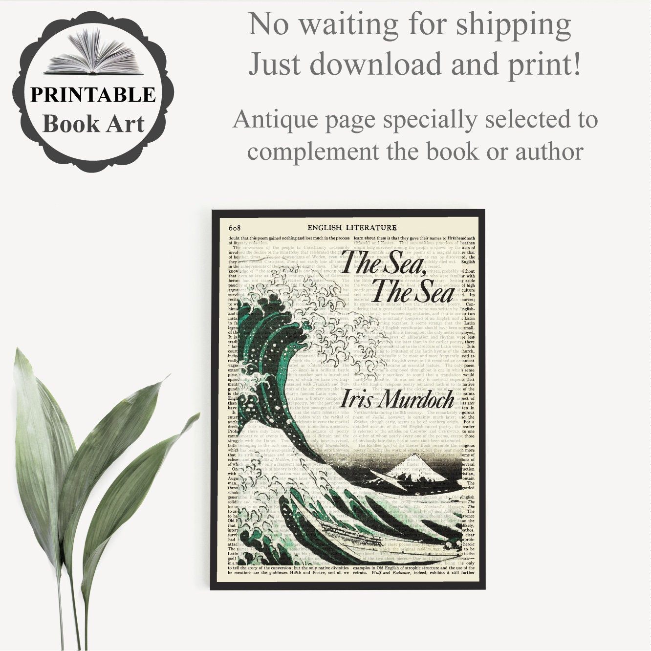 Printable 'the Sea, the Sea' Book Cover Poster on Vintage Page, Iris ...