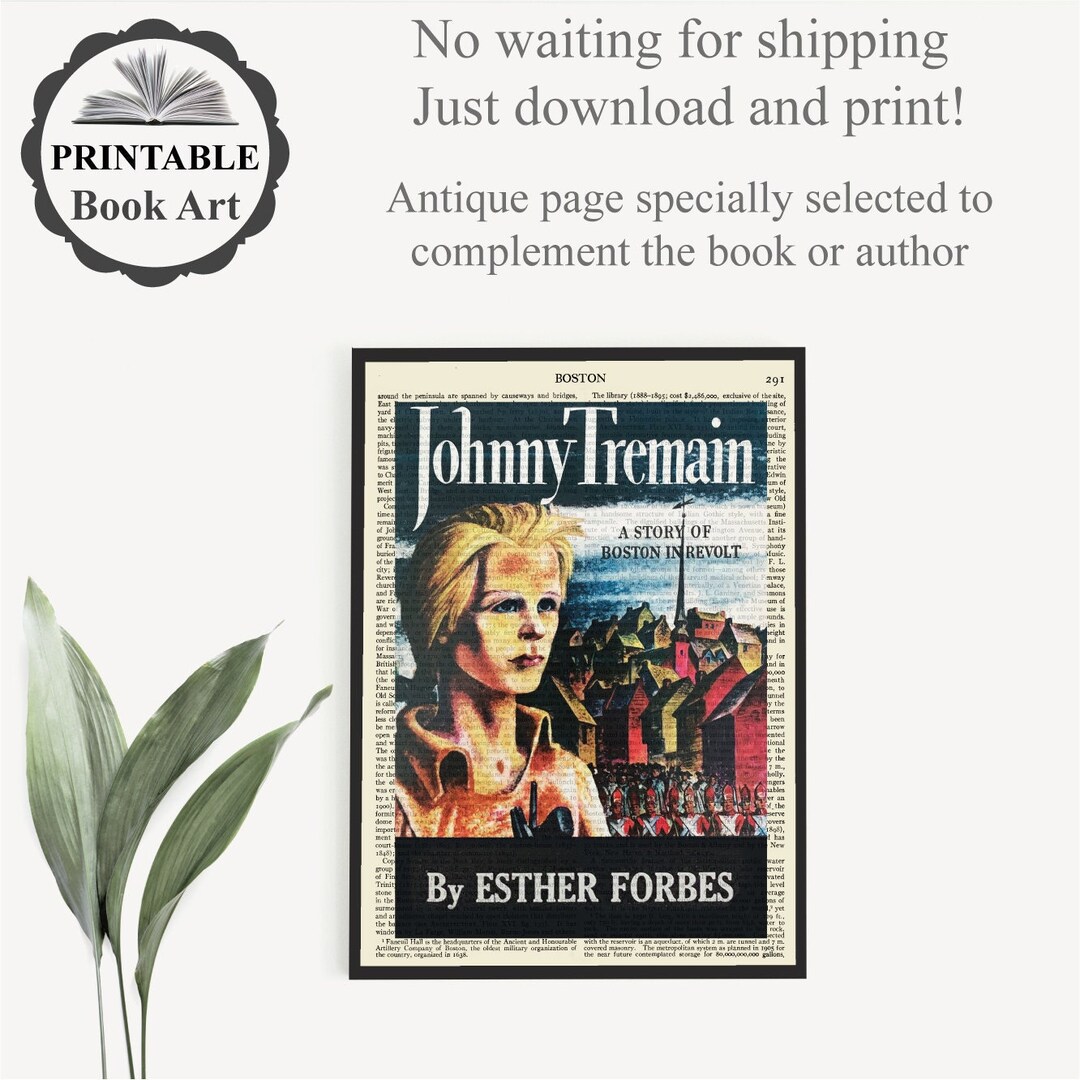Printable 'johnny Tremain' Book Cover Wall Art Print, Boston Literary ...