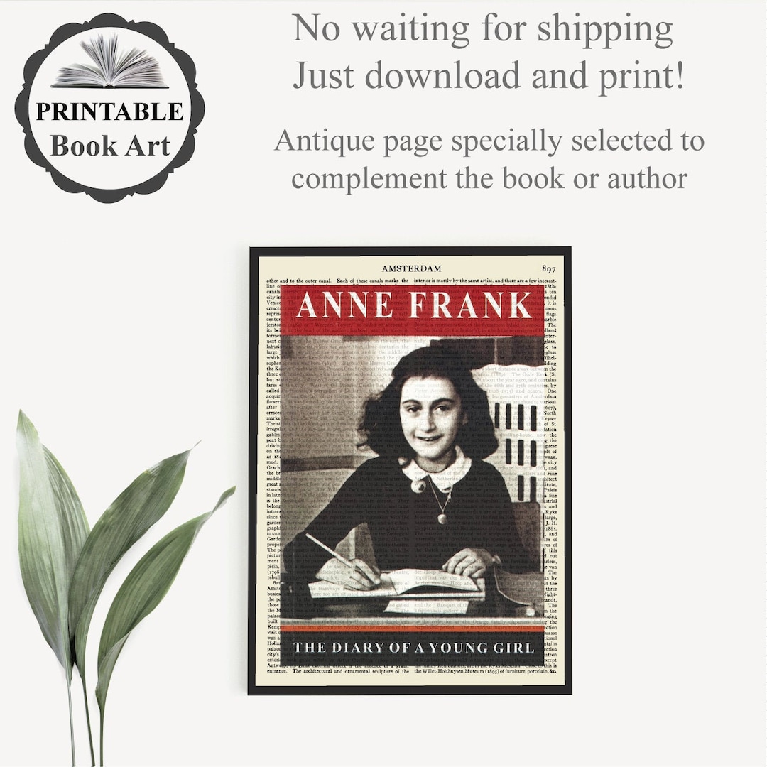 Printable Book Cover Page of the Diary of Anne Frank on Vintage ...