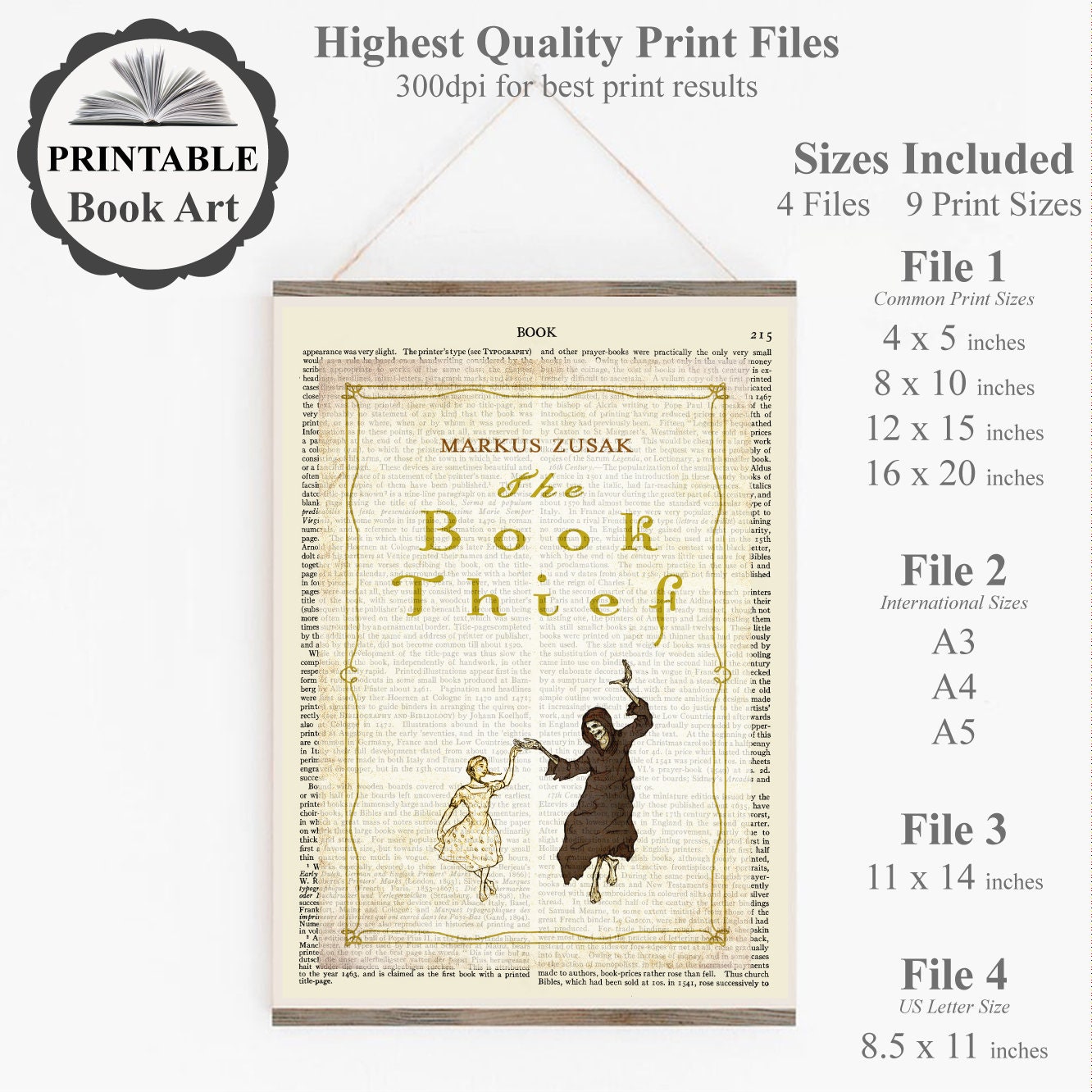 Printable 'the Book Thief' by Markus Zusak Book Cover - Etsy