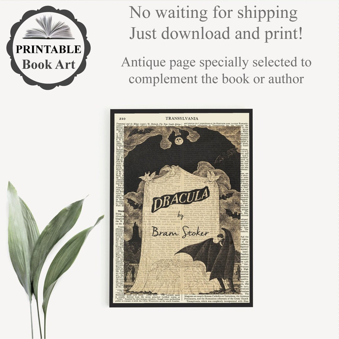 Printable Dracula Book Cover Page Poster, Halloween Printable Art Decor ...