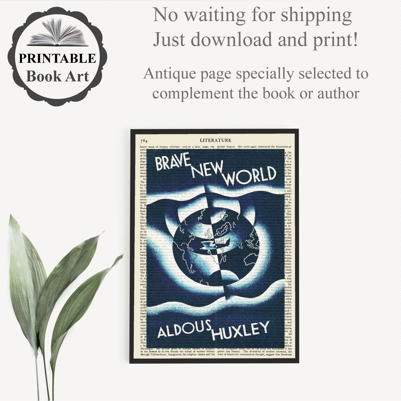 Printable 'brave New World' Book Cover Art, Aldous Huxley Poster Print ...