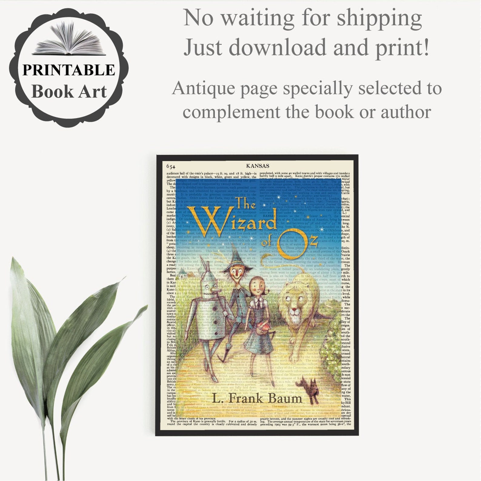Downloadable 'the Wizard of Oz' Book Art on Vintage - Etsy