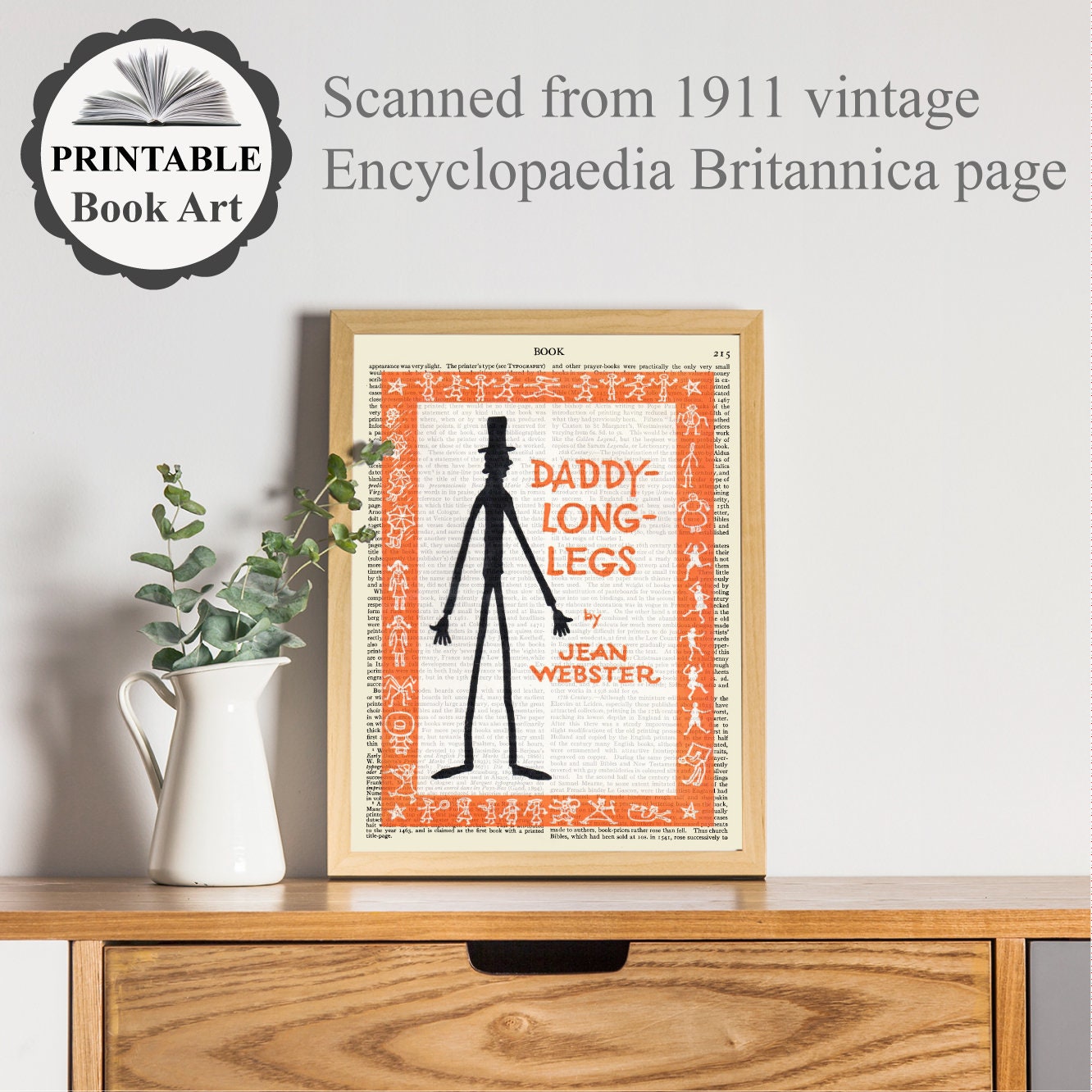 Printable 'daddy Long Legs' Book Poster Print on Old Encyclopaedia Page ...
