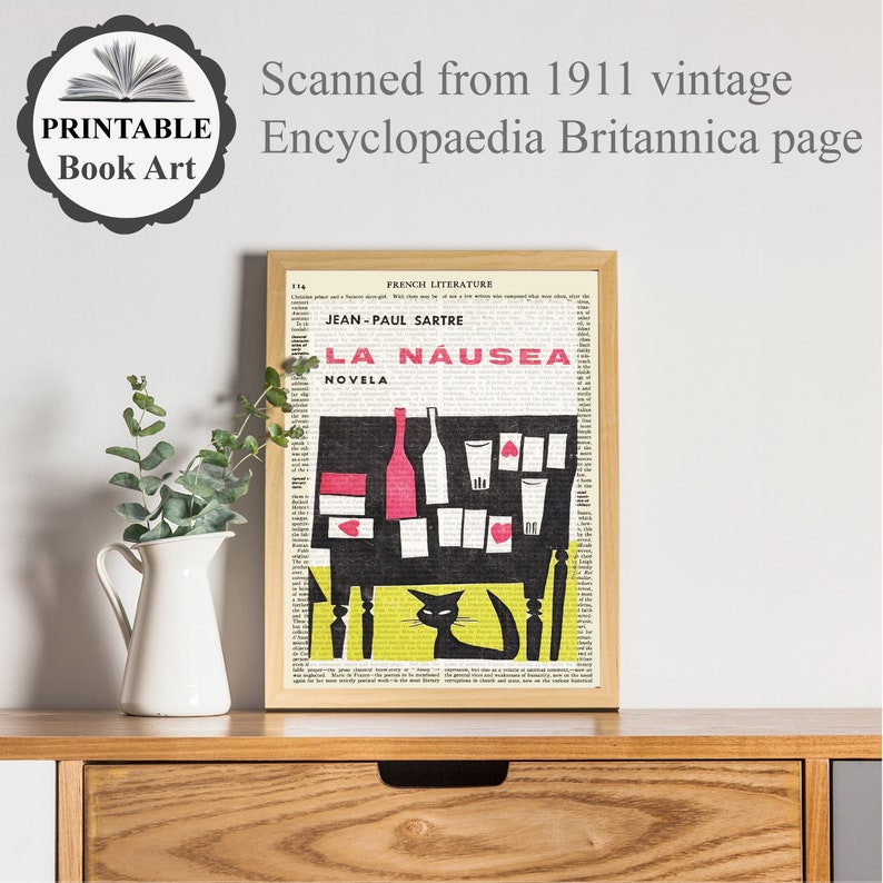 Printable Book Cover of La Nausea by Jean Paul Sartre on Old | Etsy
