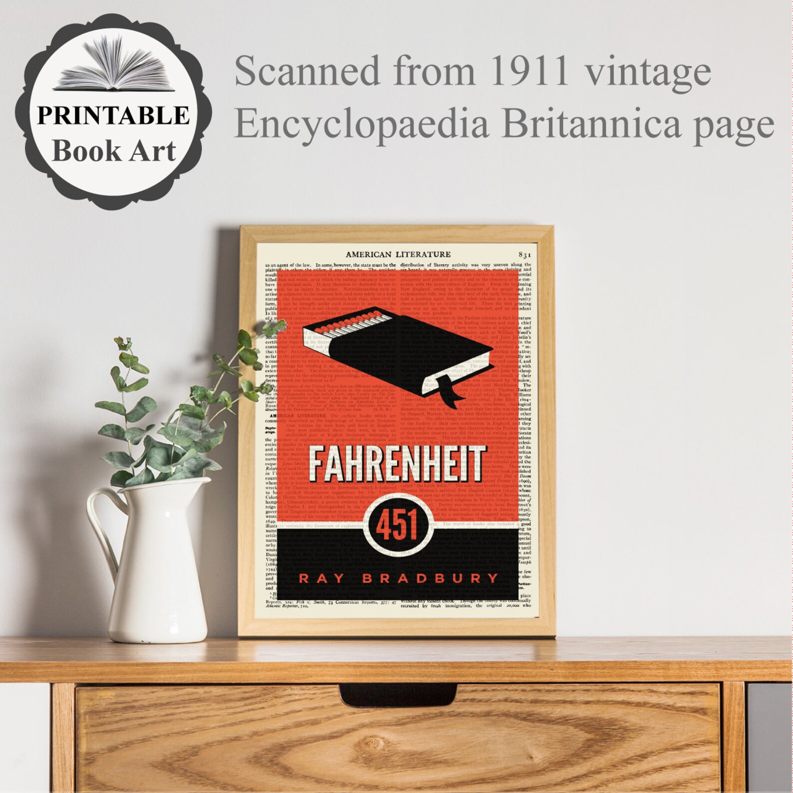 Fahrenheit 451 Printable Poster Book Cover Art Print by Ray - Etsy