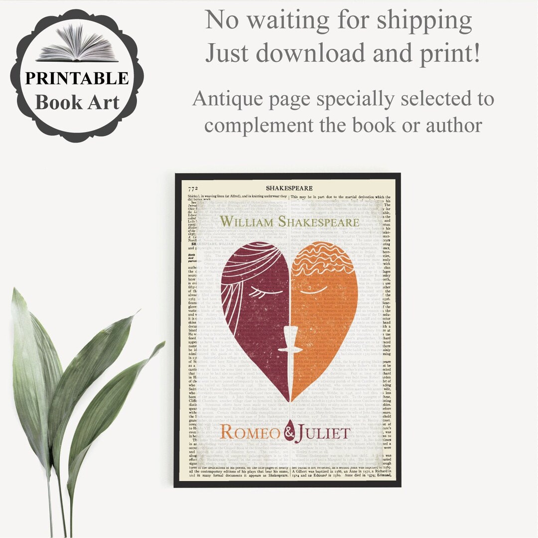 Printable 'romeo & Juliet' Wall Art Poster Print, Romantic Last Minute ...