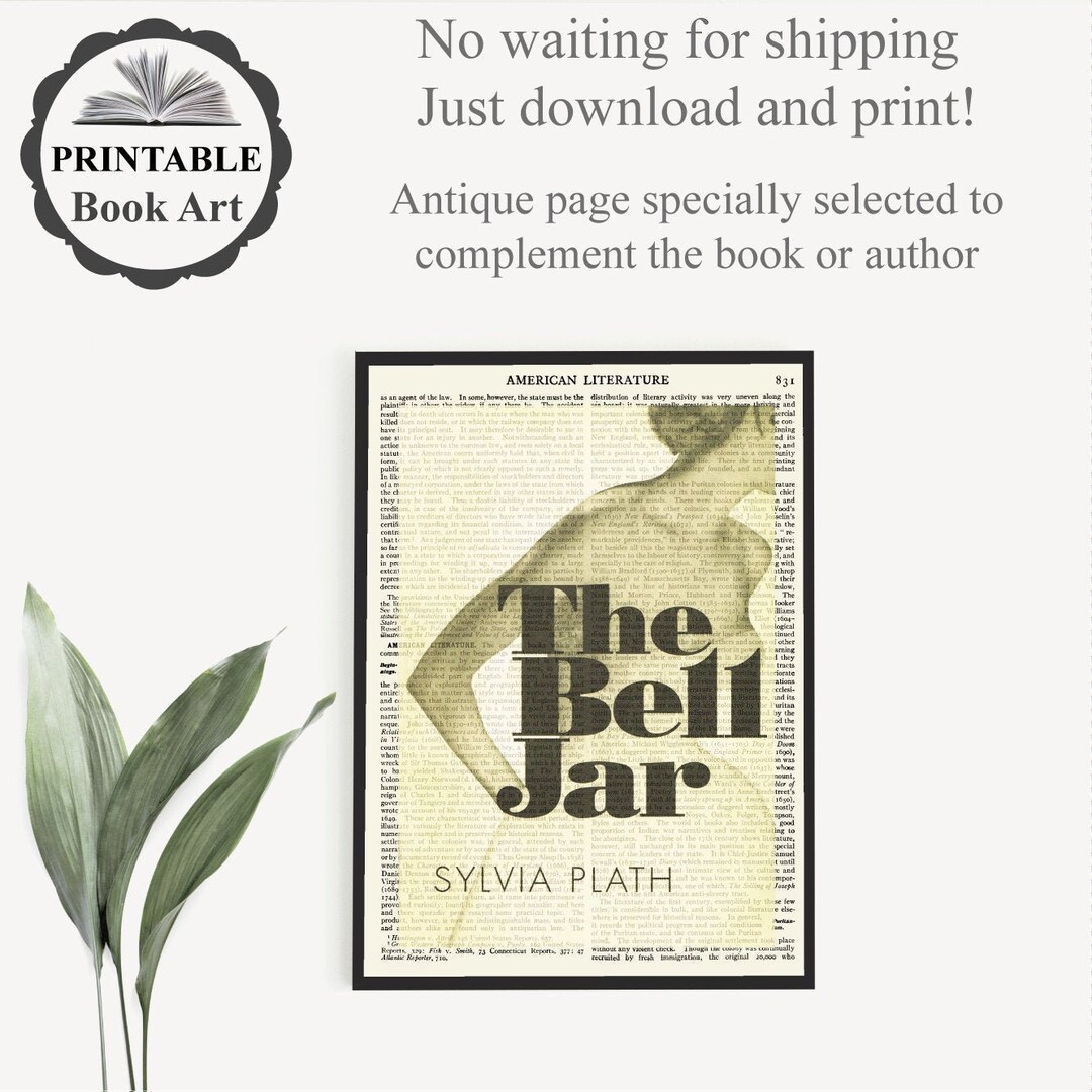 Instant Download 'the Bell Jar' Poster, Book Cover Print, Sylvia Plath ...