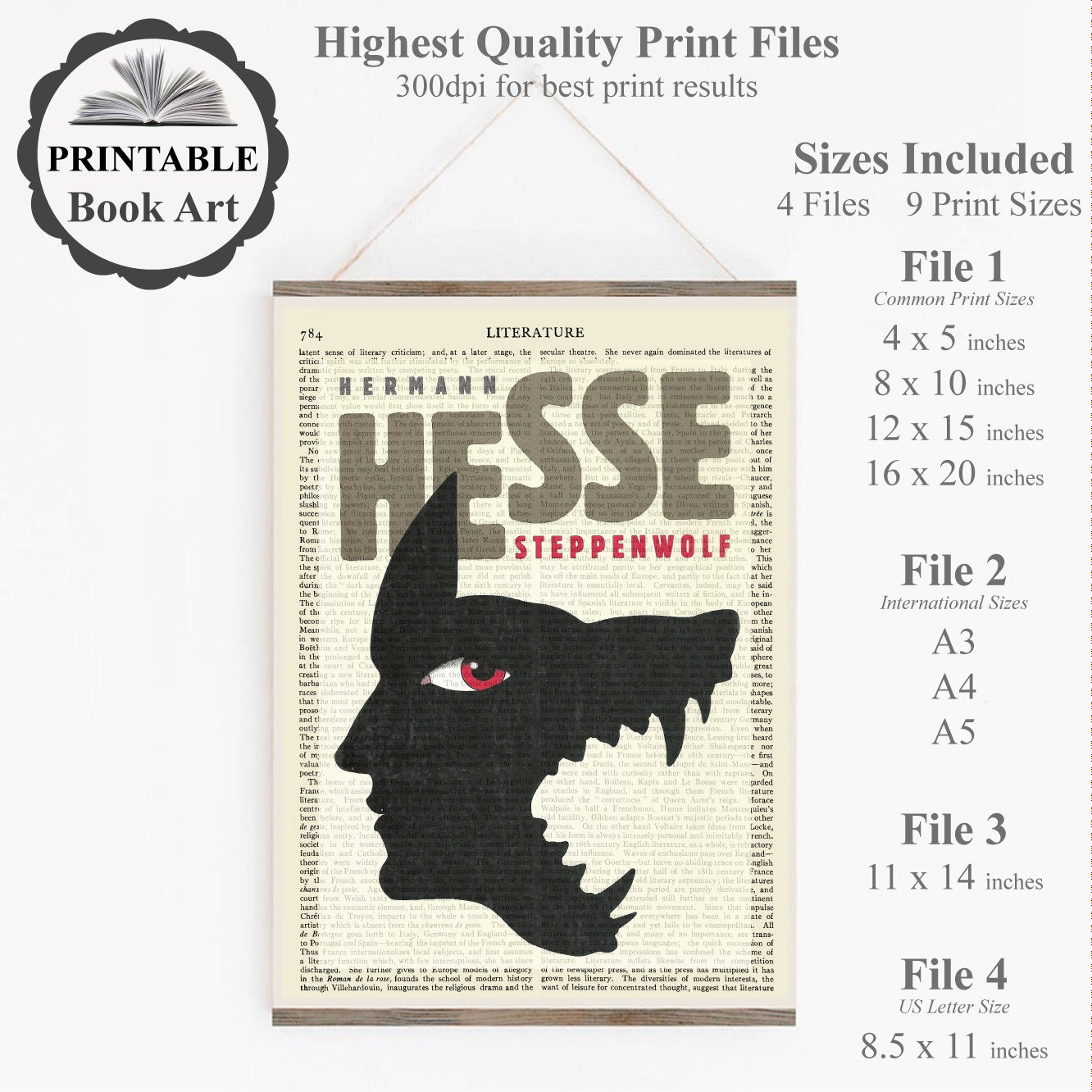 A Printable 'steppenwolf' Book Cover Poster Print on Vintage Page ...