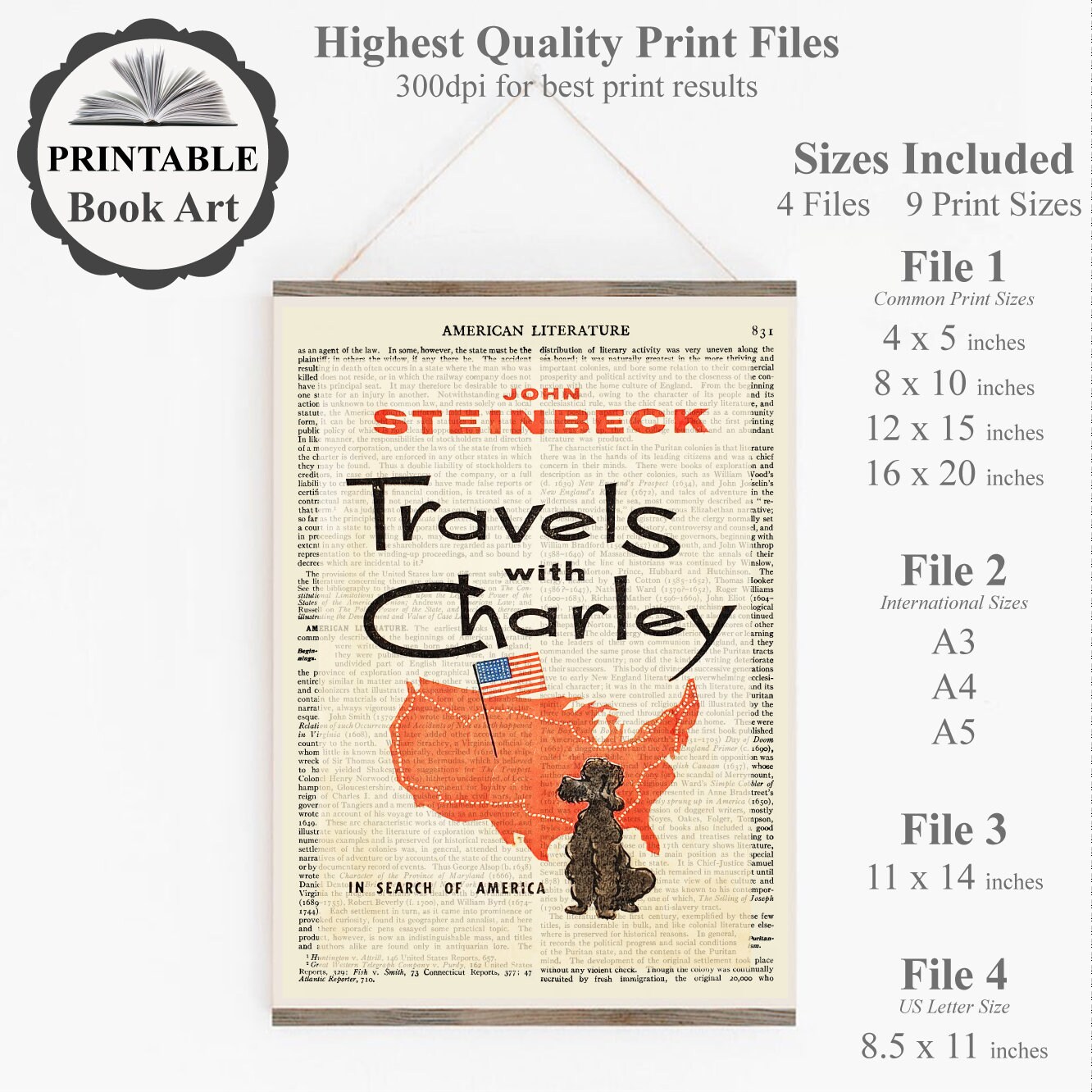 Printable 'travels With Charley' Cover Art John - Etsy