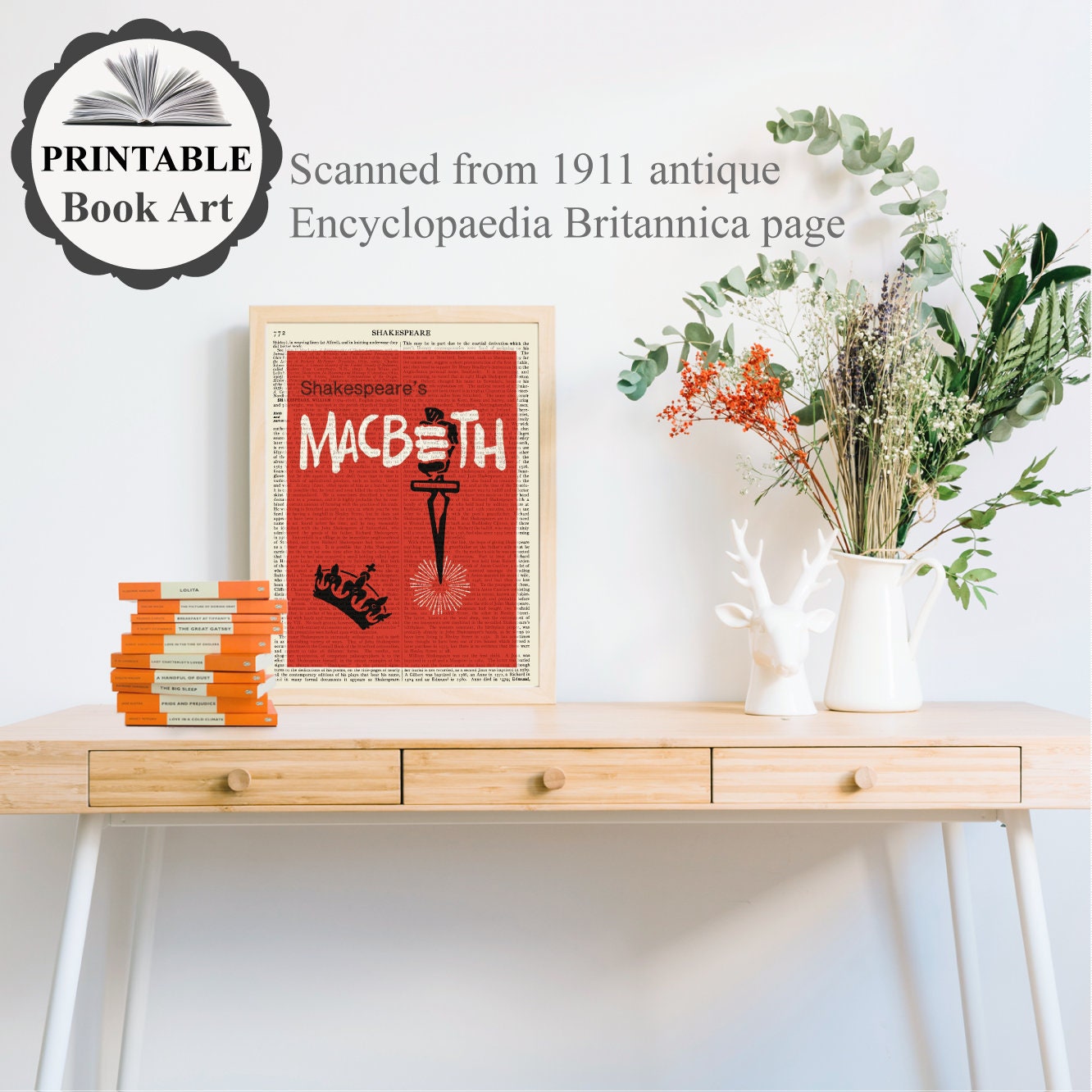 Printable Macbeth Play Book Cover Art Print, Shakespeare Art Gift for ...