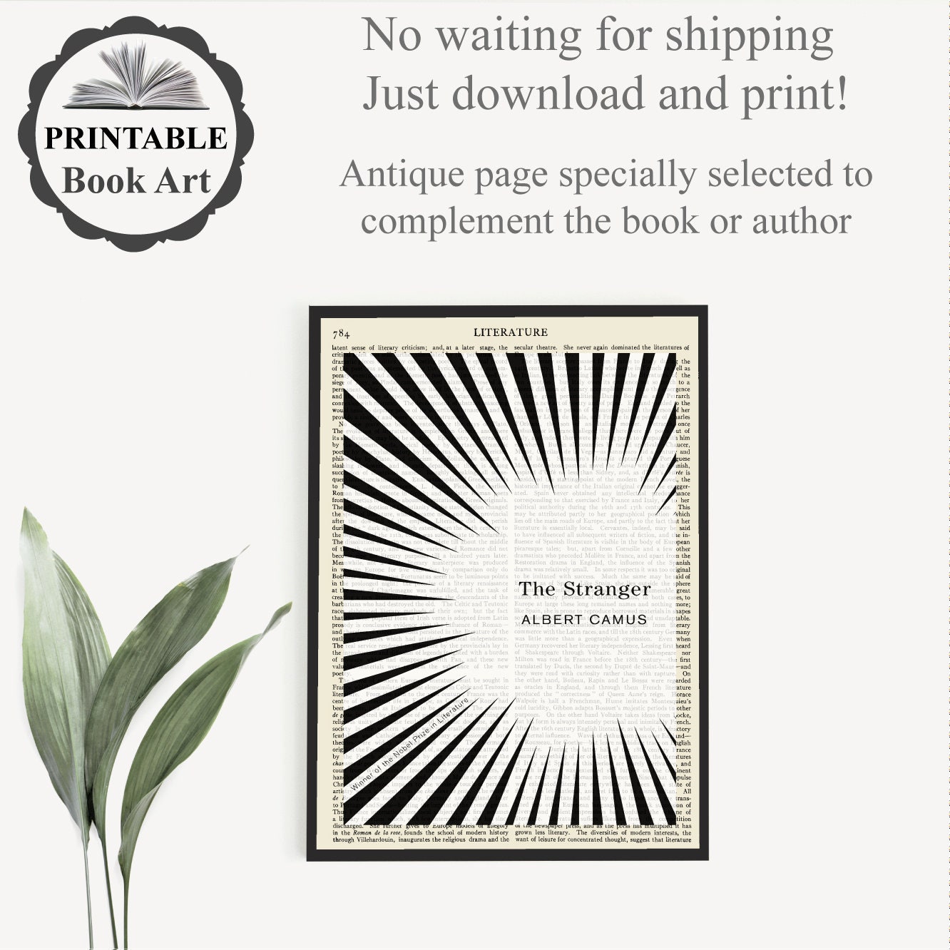 Printable Book Cover of 'the Stranger' by Albert Camus | Etsy