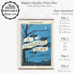 Printable 'A Separate Peace' Book Cover Print on Old Page, School ...