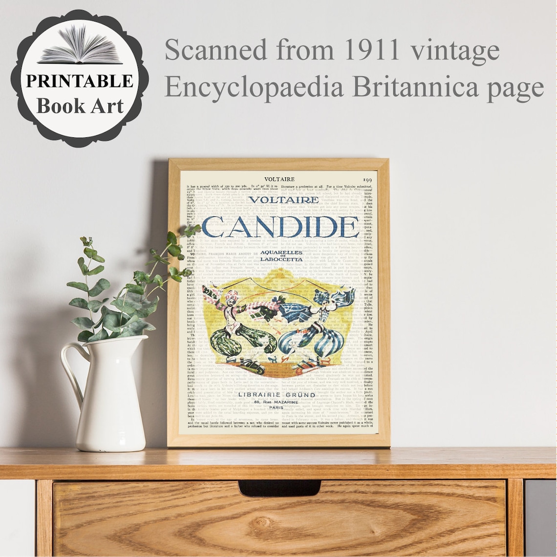 Printable 'candide' Book Cover Poster by Voltaire on Old Page, French ...
