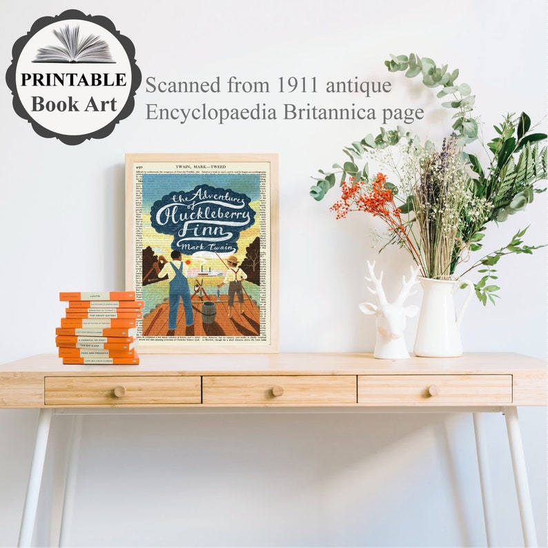 Printable Literary Art, the Adventures of Huckleberry Finn by Mark ...