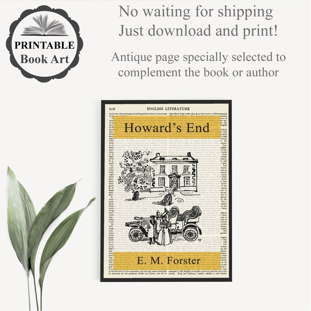 Printable 'howard's End' Book Cover Poster, E M Forster Book Art Print ...