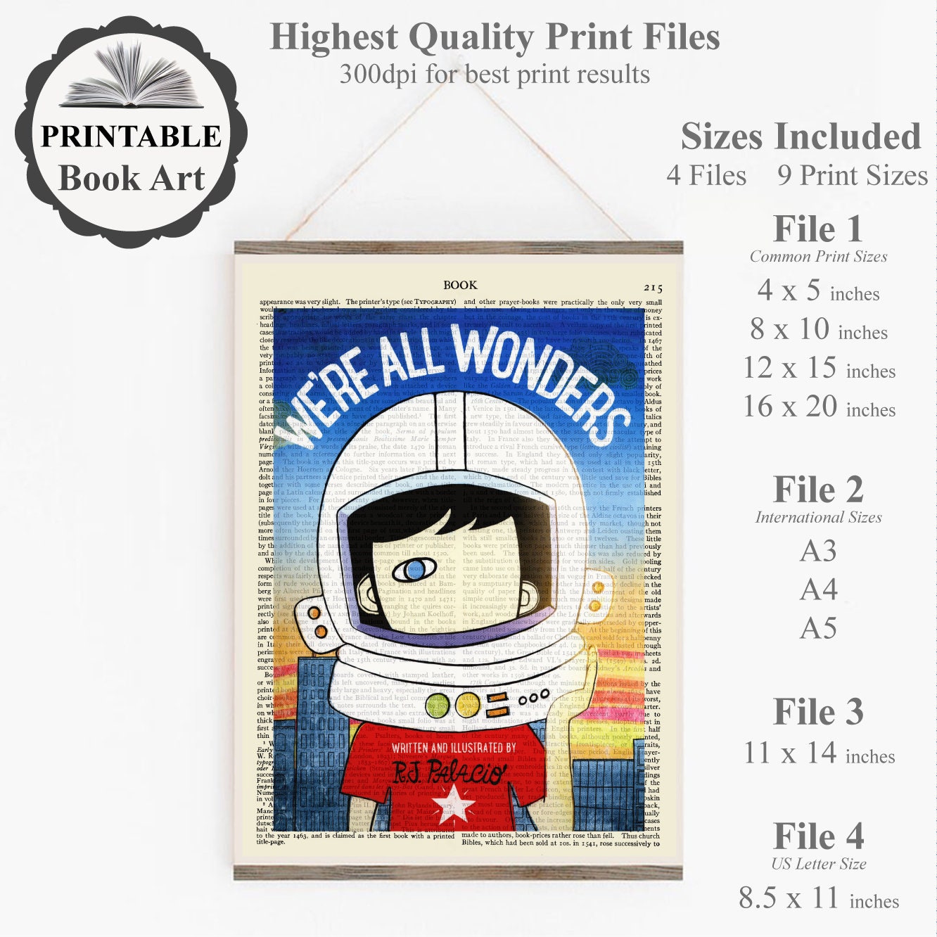 Printable 'we're All Wonders' Poster Book Cover - Etsy