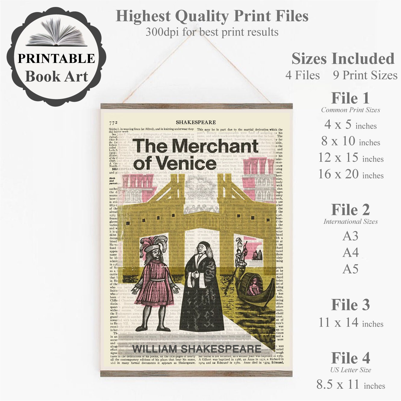 Instant Download 'the Merchant of Venice' Book Art - Etsy
