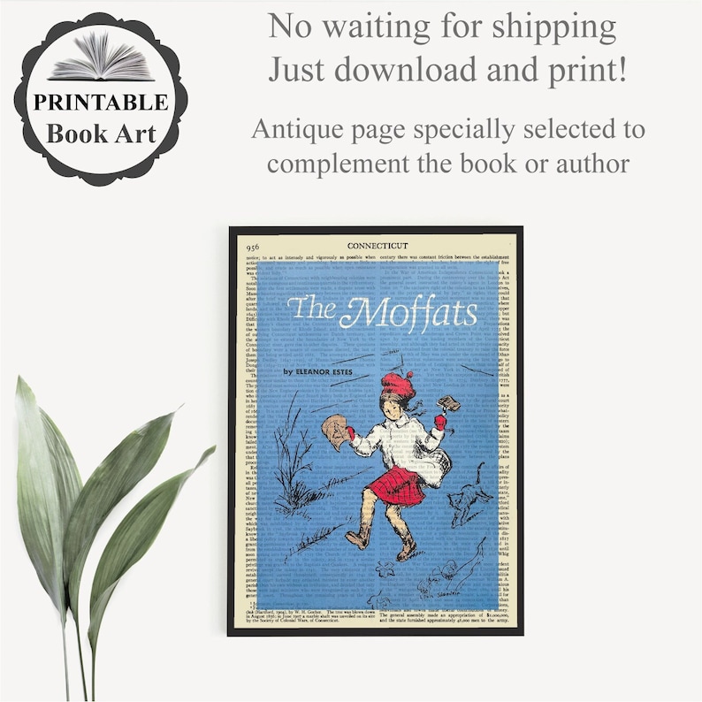 Printable 'the Moffats' Book Cover Art on Vintage Page, Kids Bedroom ...