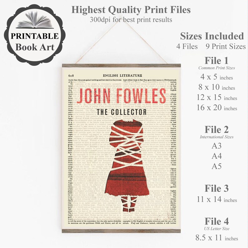 Printable 'the Collector' Book Cover Art Print, Bookcase Decor, Cult ...