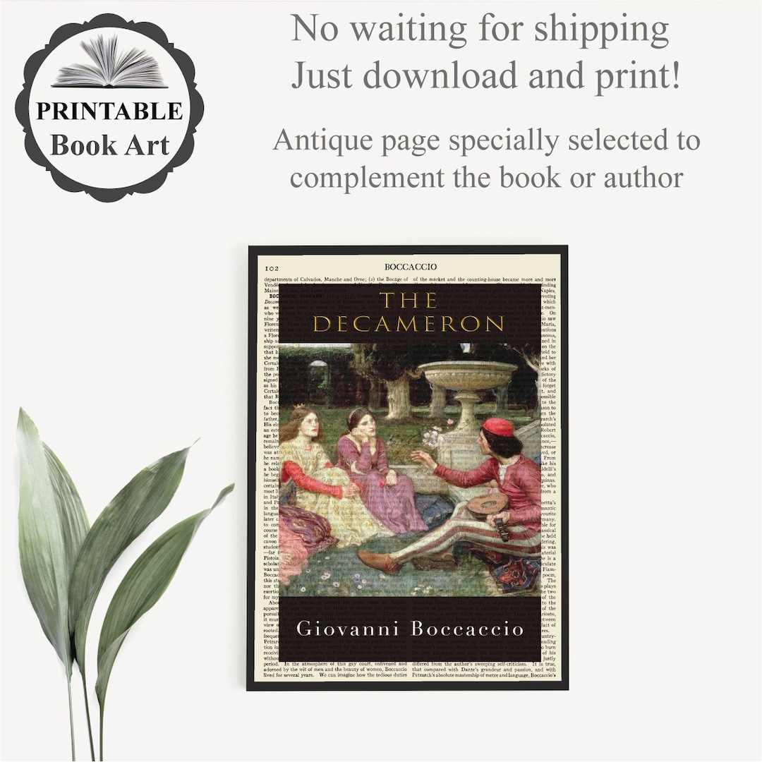 Printable 'the Decameron' Book Cover Poster, Boccaccio Print, Italian ...